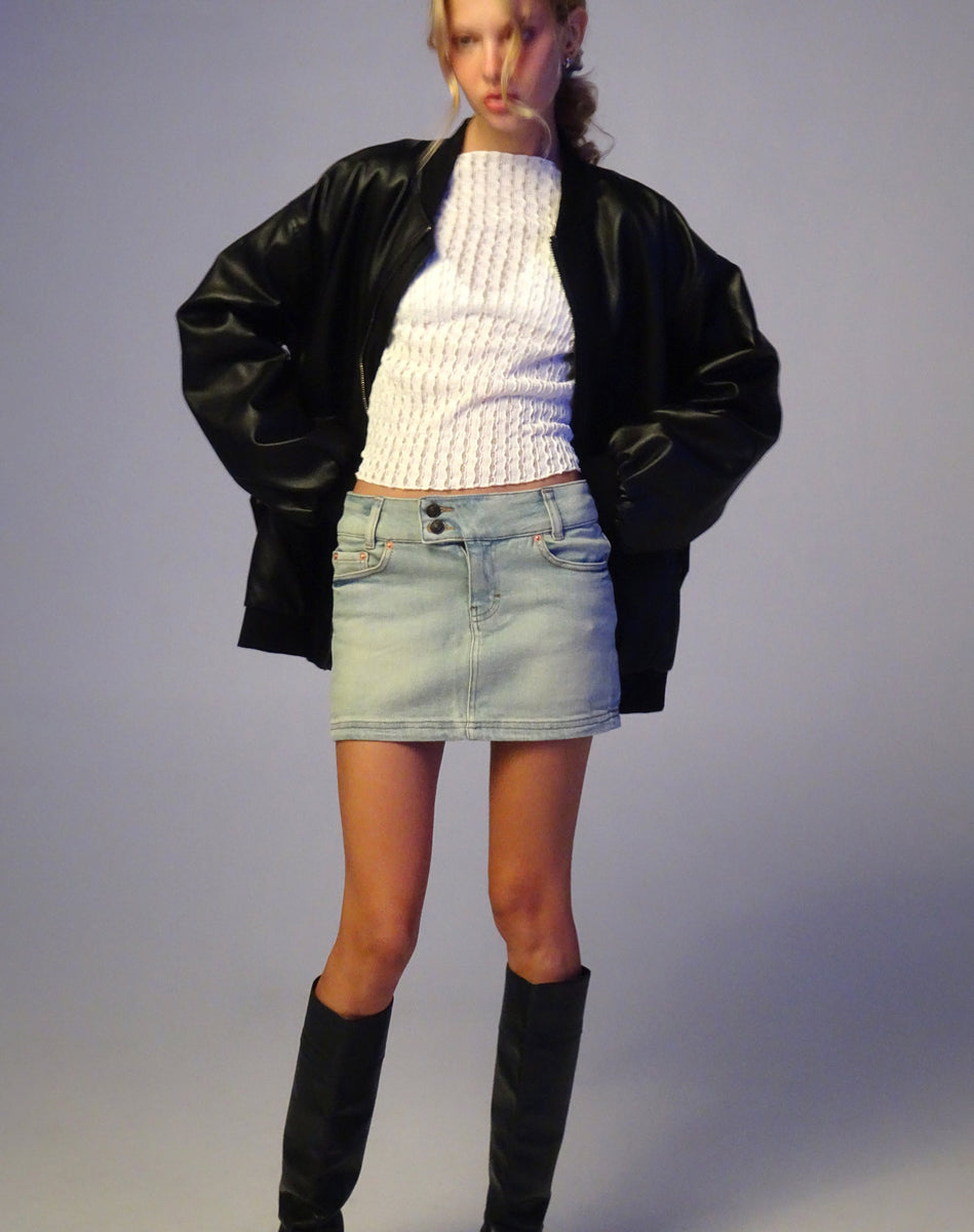 Super Bleach Denim Mini Skirt | Low Rise – motelrocks-com-us Super Bleach Denim Mini Skirt | Low Rise – motelrocks-com-us