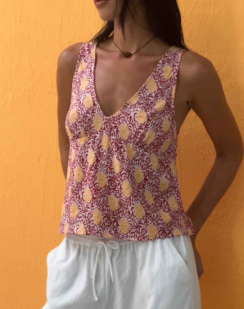 Bohemian Batik Maroon Peach Top | Cantika – motelrocks-com-us