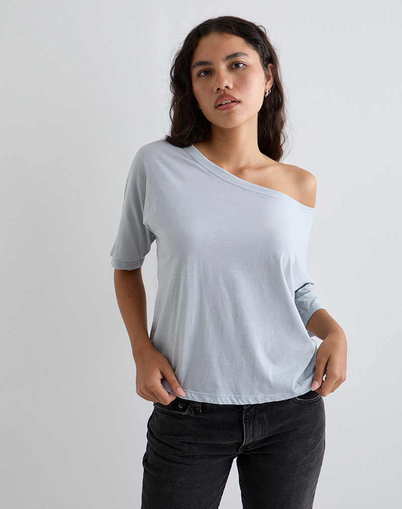 Light Steel Off-The-Shoulder Basic Top | Daman – motelrocks-com-us