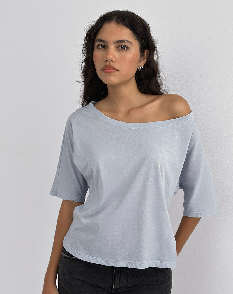 Light Steel Off-The-Shoulder Basic Top | Daman – motelrocks-com-us