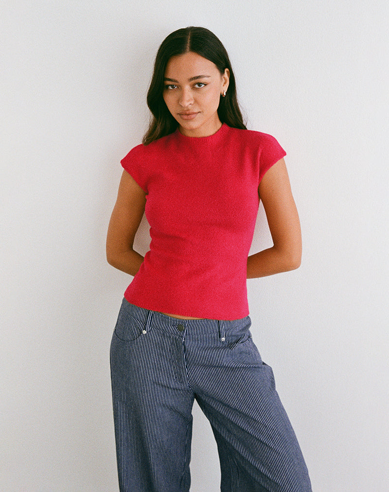 Red Knit Cap Sleeve Top | Hanuva – motelrocks-com-us