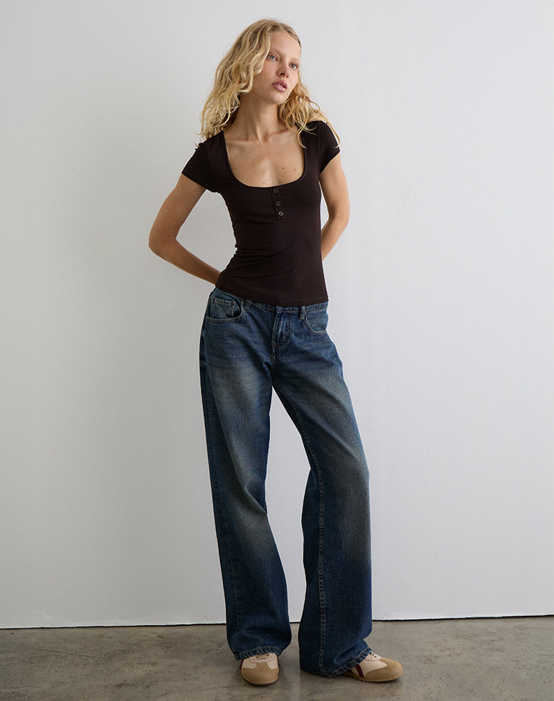 Chocolate Brown Short Sleeve Top | Vibian – motelrocks-com-us