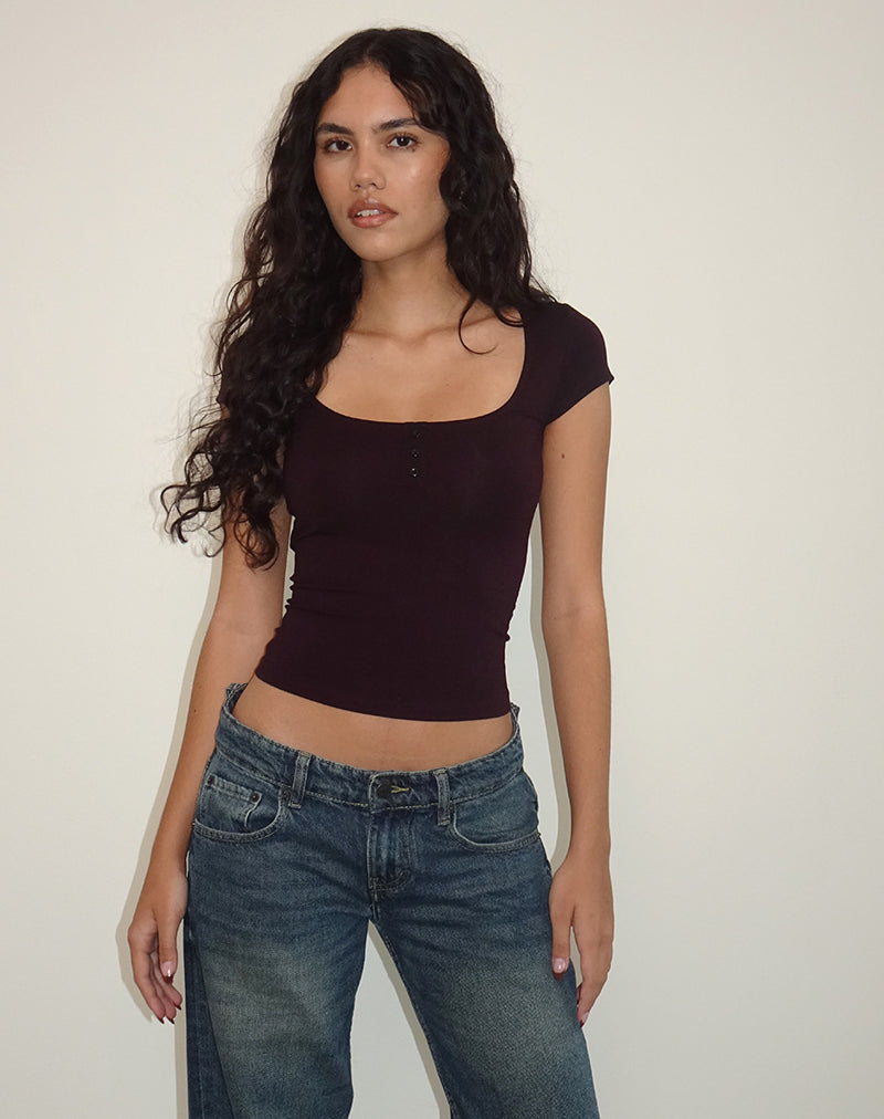 Oxblood Red Short Sleeve Top | Vibian – motelrocks-com-us