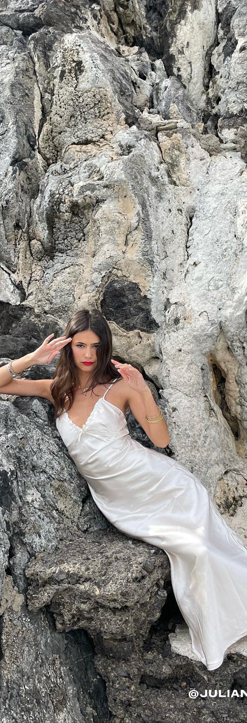 Satin Pearled Ivory Midi Dress | Padil – motelrocks-com-us