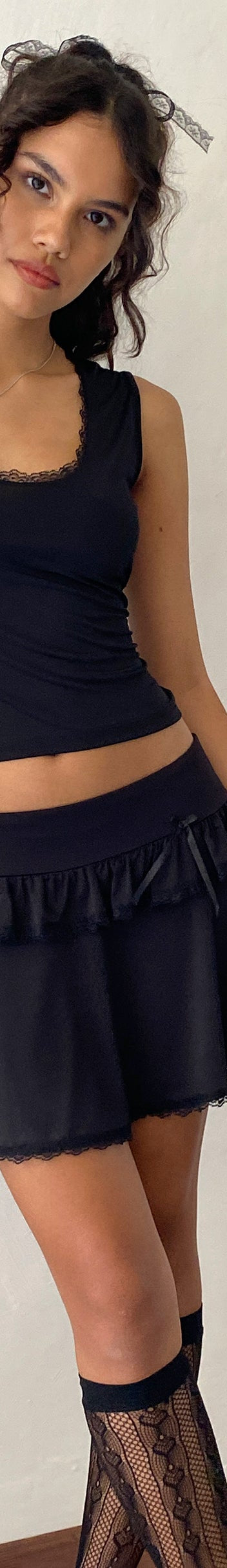 Black Lace Trim Mini Skirt | Addalyn – motelrocks-com-us