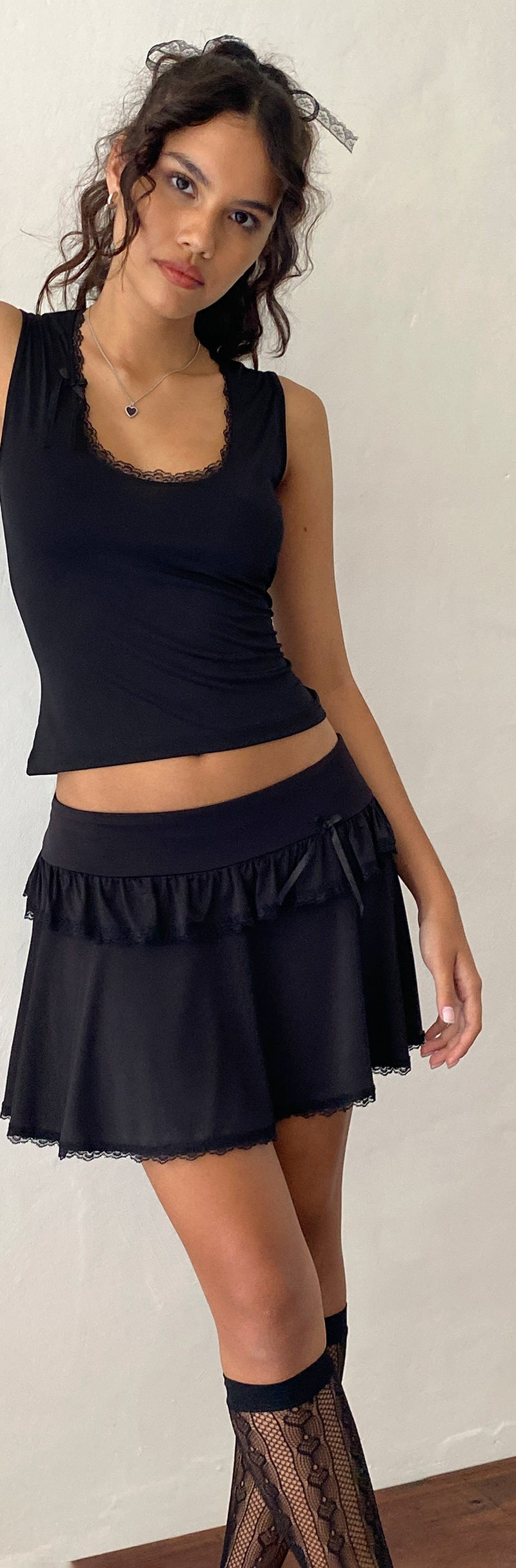 Black Lace Trim Mini Skirt | Addalyn – motelrocks-com-us