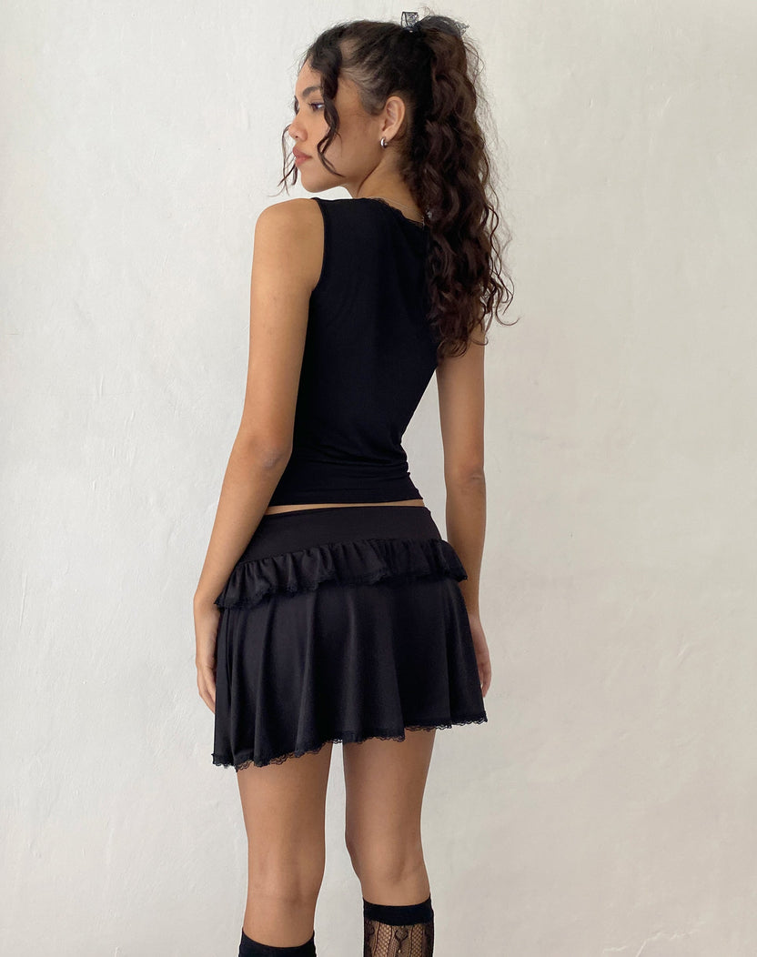 Black Lace Trim Mini Skirt | Addalyn – motelrocks-com-us