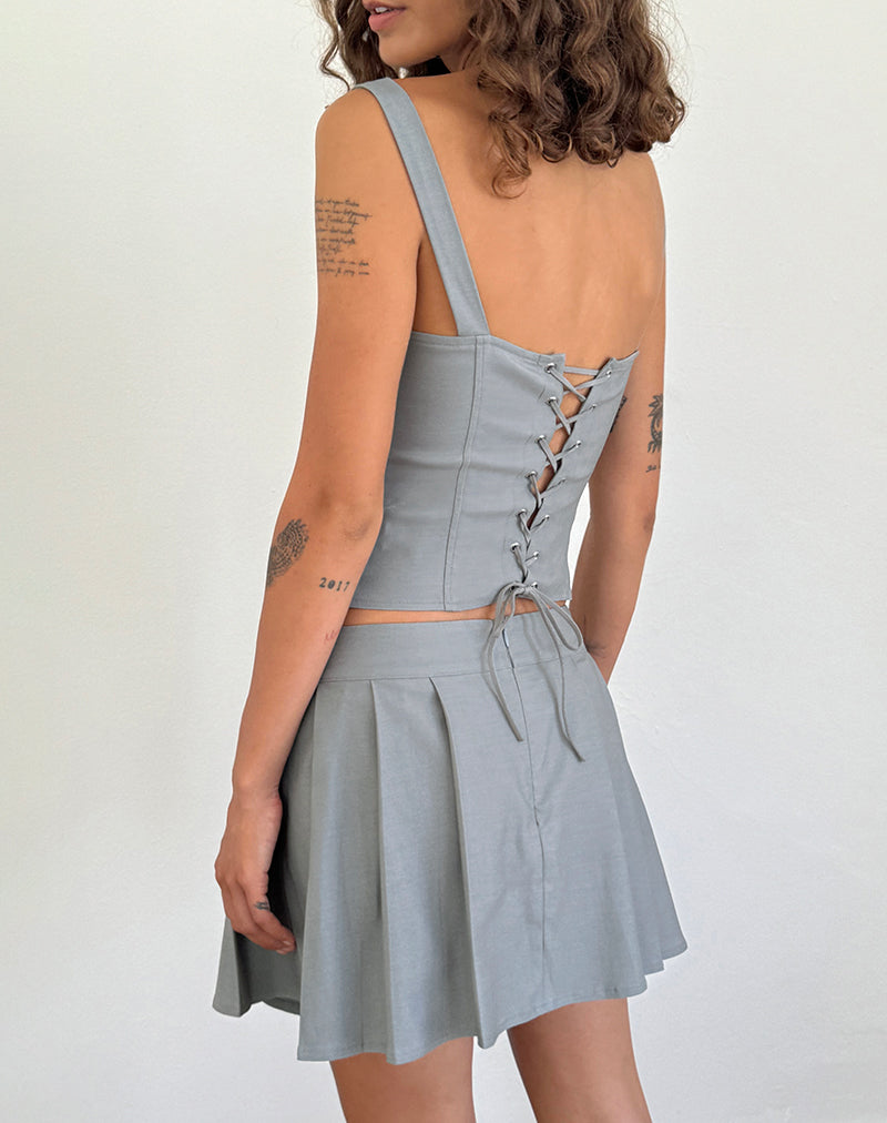 Grey Pleated Mini Skirt | Ahanu – motelrocks-com-us