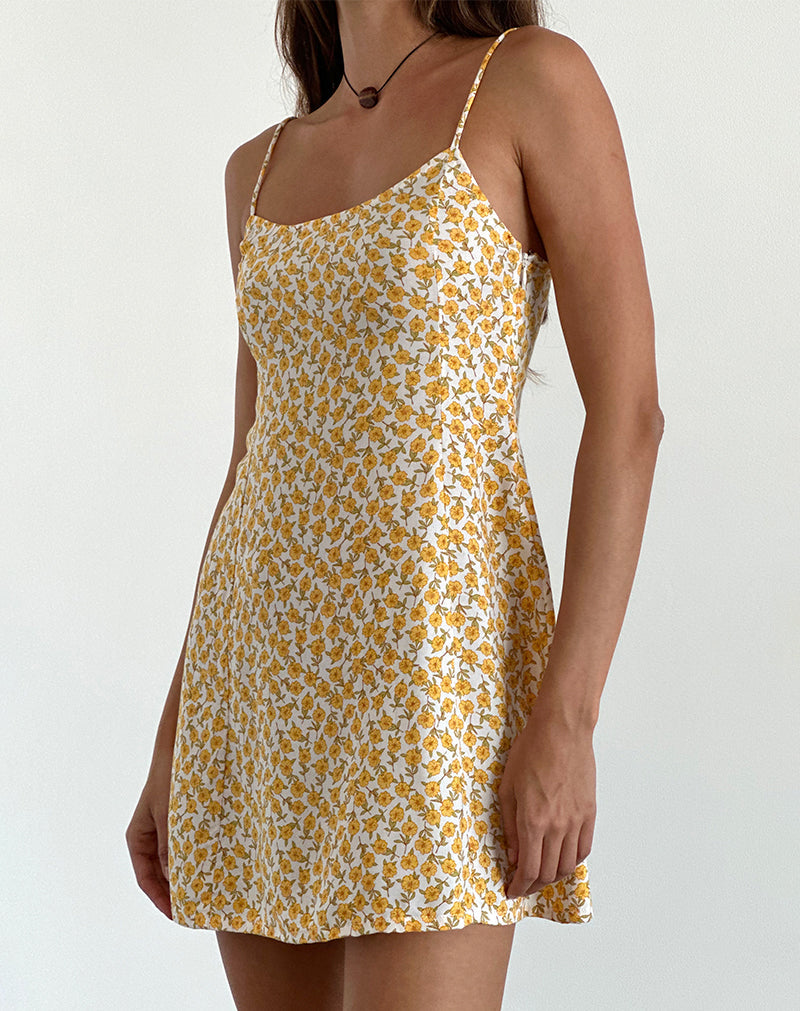 Yellow Cosmos Garden Mini Dress | Alvary – motelrocks-com-us