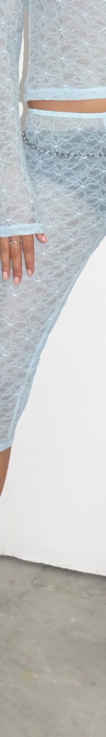 Lace Baby Blue Cropped Capri Trouser | Kalima – motelrocks-com-us