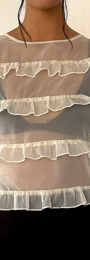 Ivory Chiffon Ruffle Top | Amarissa – motelrocks-com-us