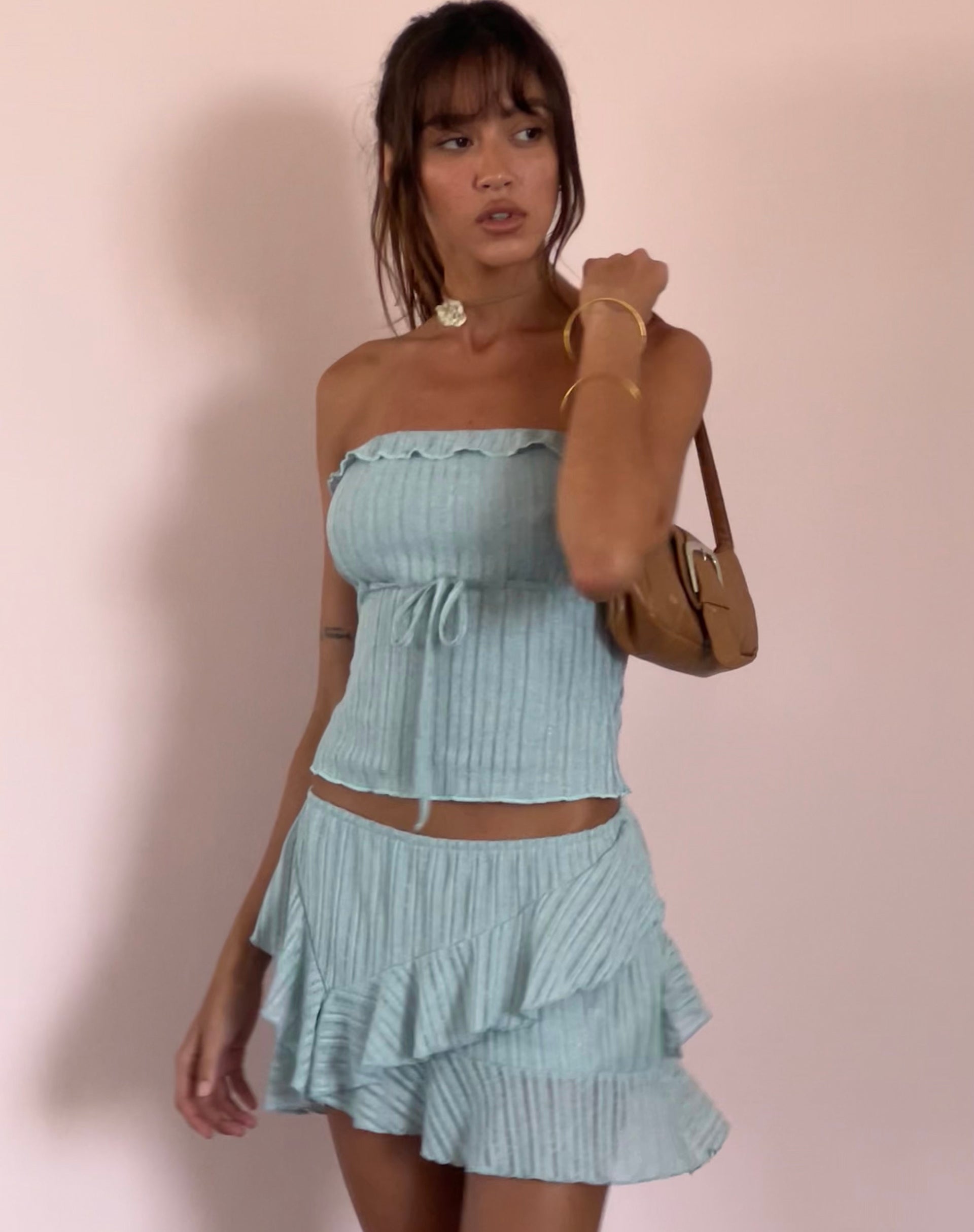 Powder Blue Knit Mini Skirt | Anis – motelrocks-com-us