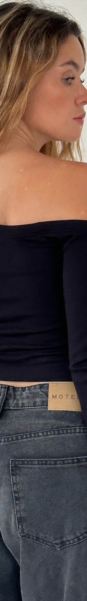 Black Super Soft Thick Rib Long Sleeve Top | Ashia – motelrocks-com-us