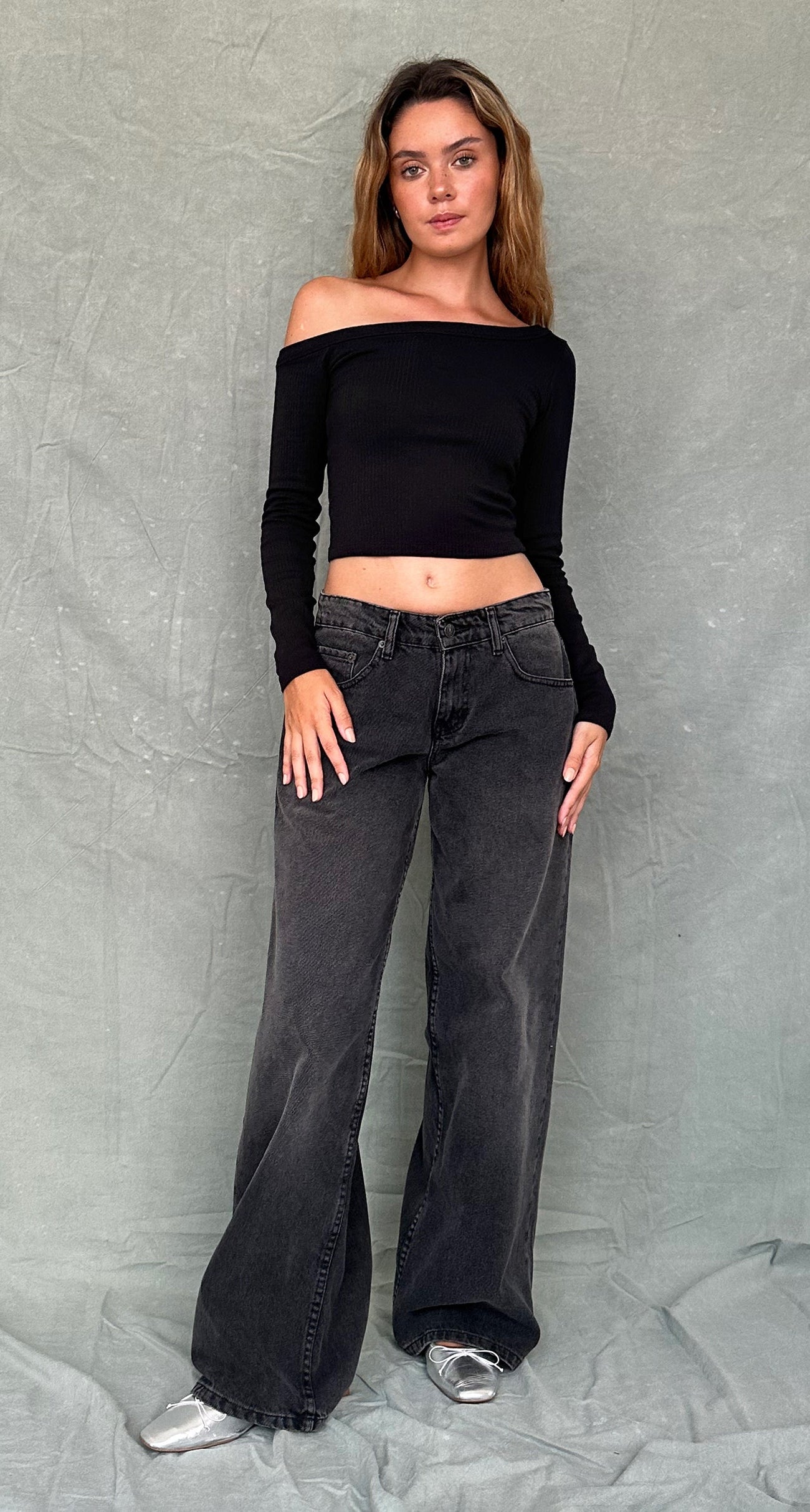 Black Super Soft Thick Rib Long Sleeve Top | Ashia – motelrocks-com-us