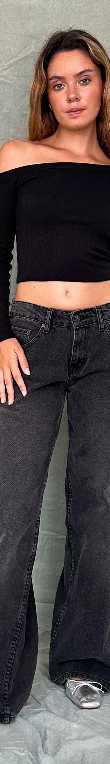 Black Super Soft Thick Rib Long Sleeve Top | Ashia – motelrocks-com-us