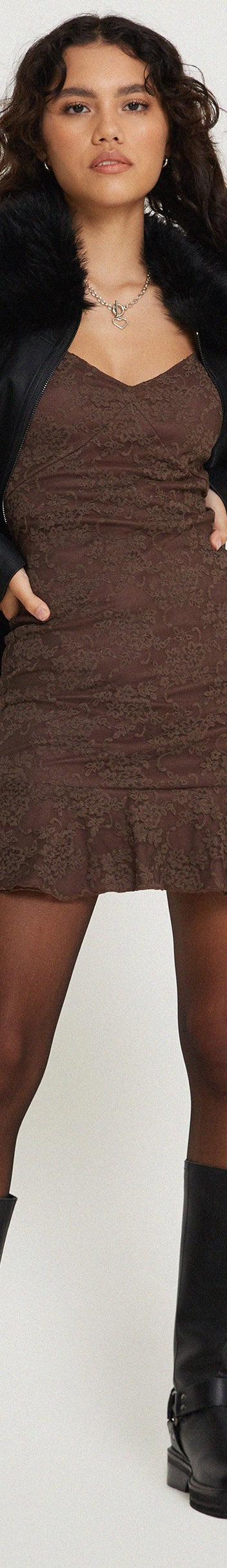 Lace Chestnut Brown Mini Dress | Ashila – motelrocks-com-us