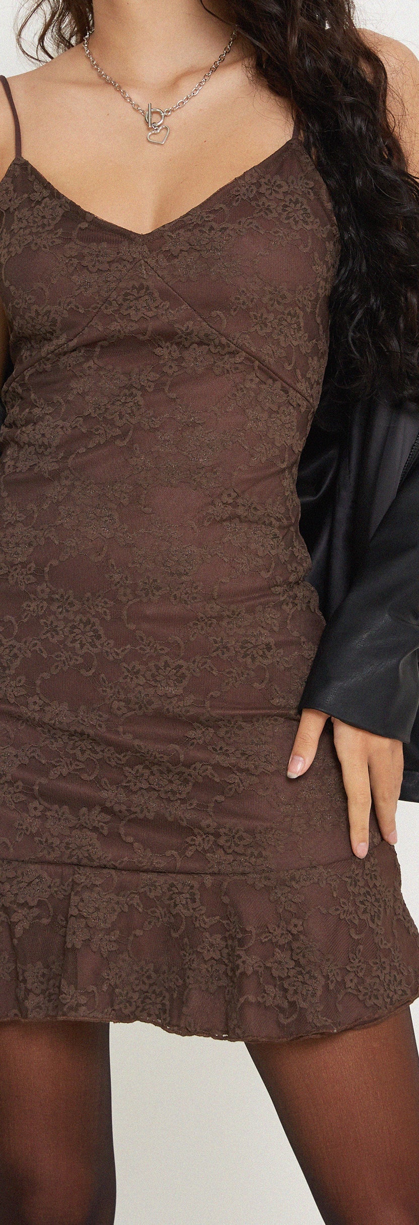 Lace Chestnut Brown Mini Dress | Ashila – motelrocks-com-us