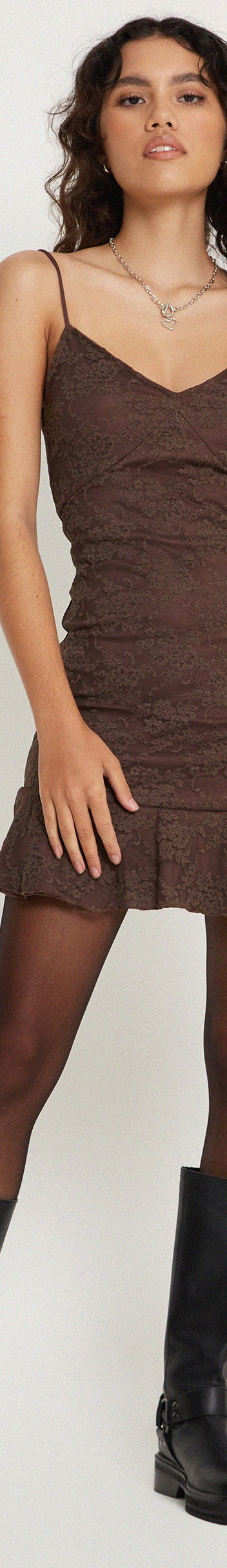 Lace Chestnut Brown Mini Dress | Ashila – motelrocks-com-us