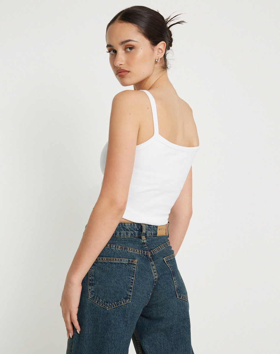 Rib White Vest Top | Aus – motelrocks-com-us