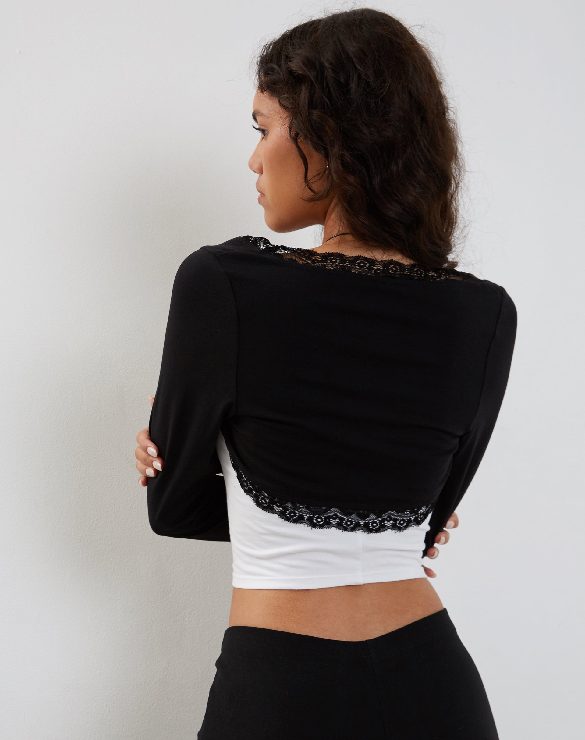 Lycra Lace Black Shrug Top | Avya – motelrocks-com-us