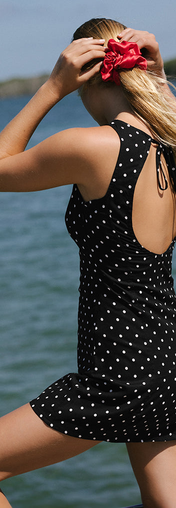 Black and White Polka Print Open Back Mini Dress | Ayana – motelrocks ...