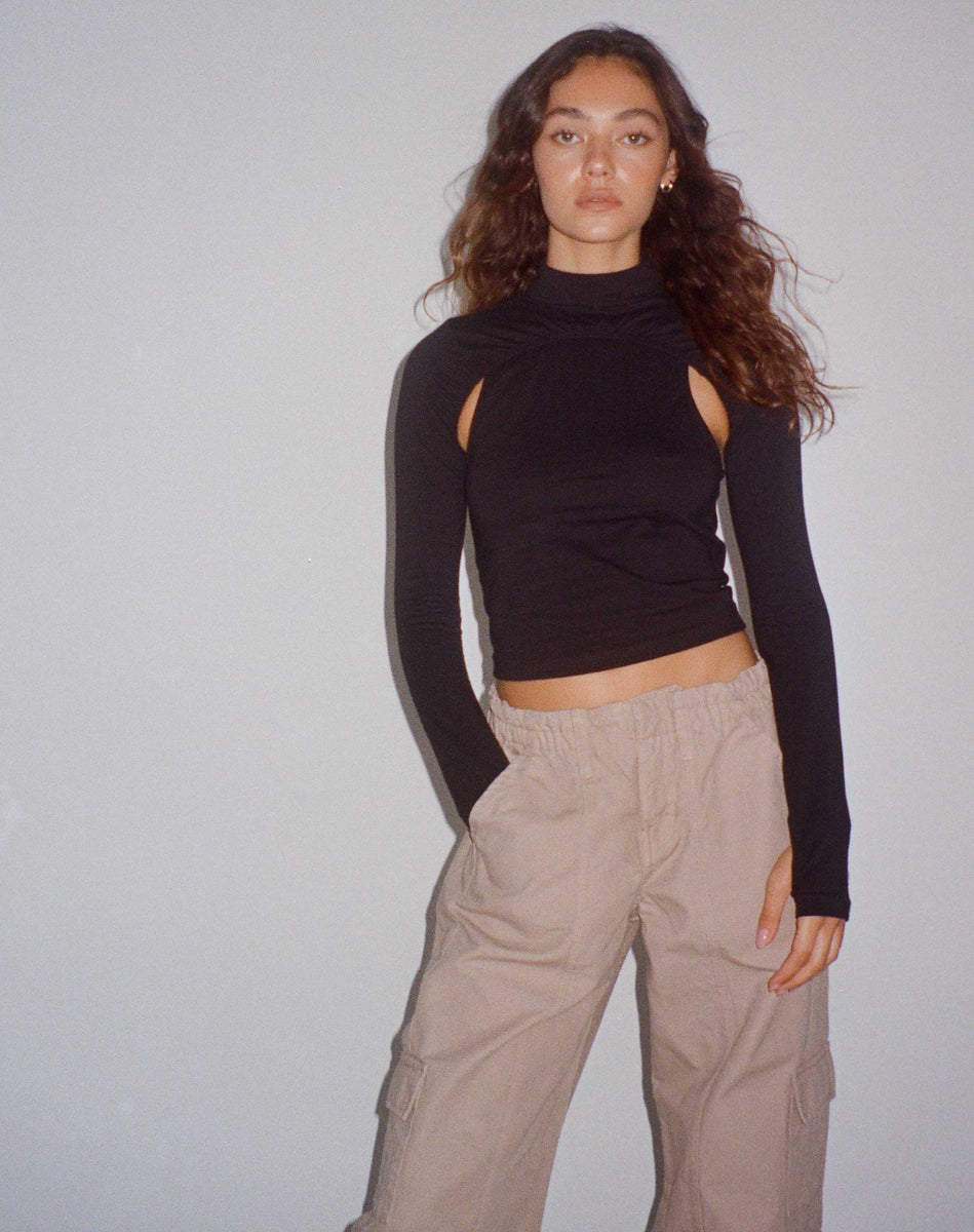 Long Sleeve High Neck Cut Out Top | Bandi – motelrocks-com-us