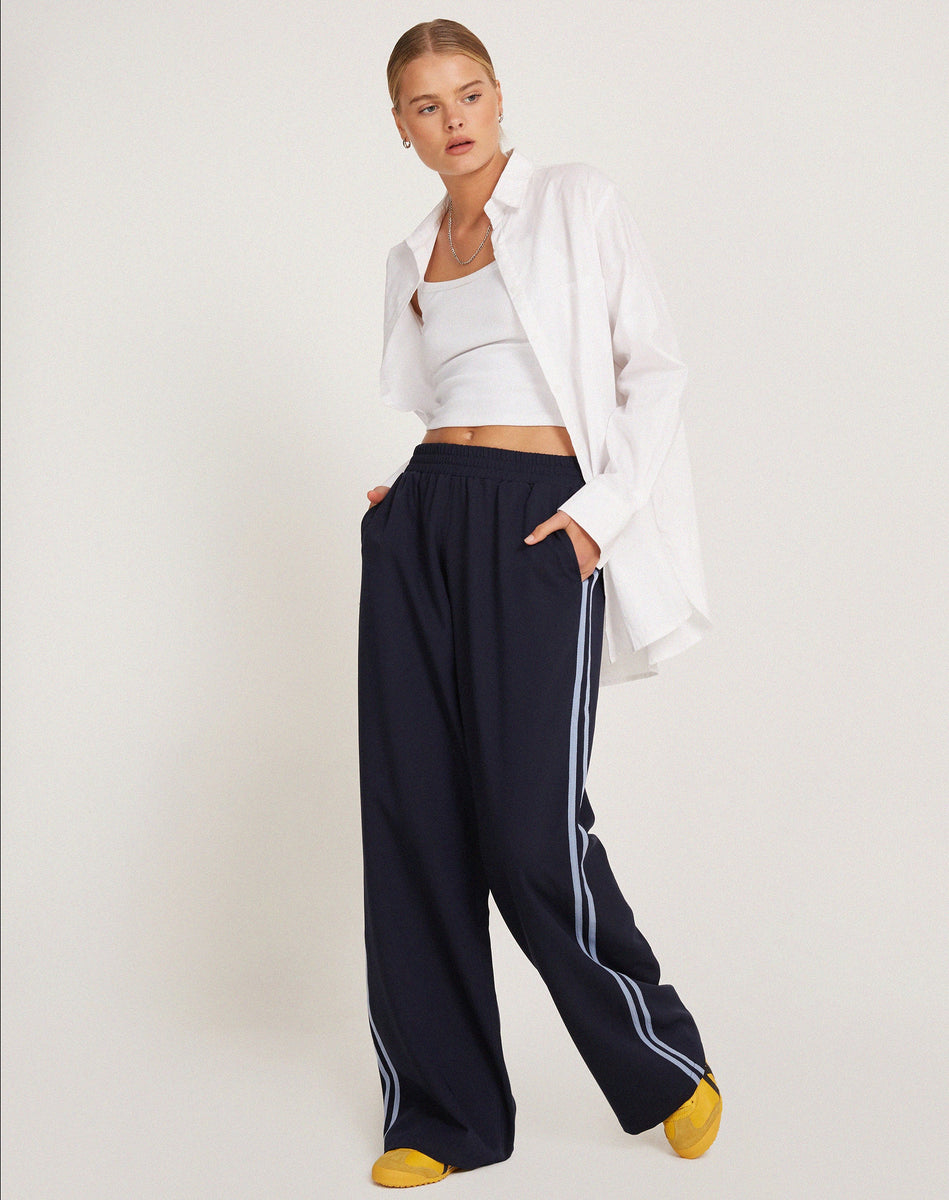 Navy with Side Stripe Tailoring Trouser | Bennett – motelrocks-com-us