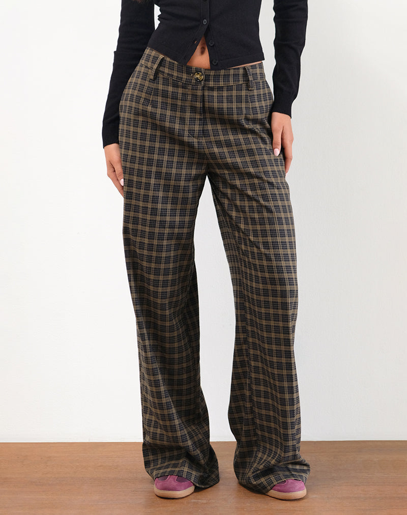 Dark Brown Check Trousers | Binar – motelrocks-com-us