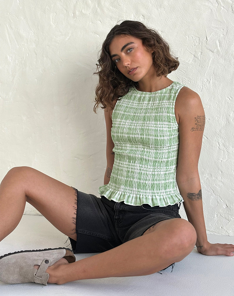 Neo Mint Table Cloth Shirred Top | Birita – motelrocks-com-us