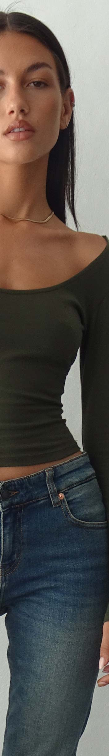 Green Long Sleeve Scoop Neck Top | Bonlo – motelrocks-com-us