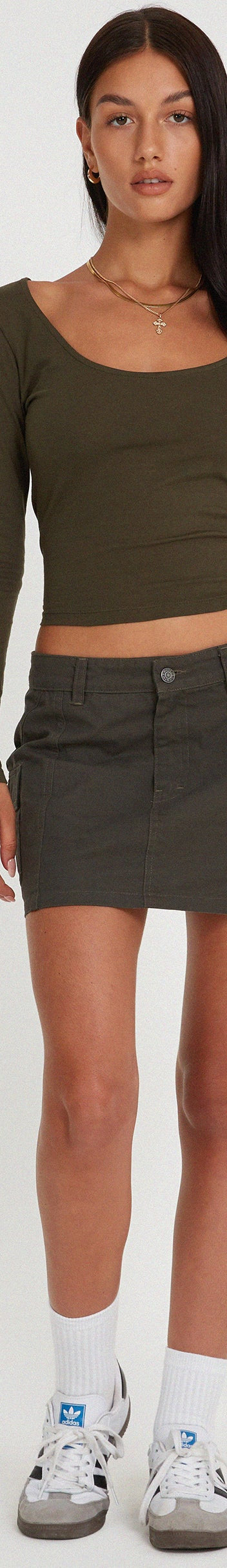 Green Long Sleeve Scoop Neck Top | Bonlo – motelrocks-com-us