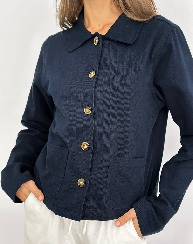 Dark Navy Boxy Jacket | Calva – motelrocks-com-us