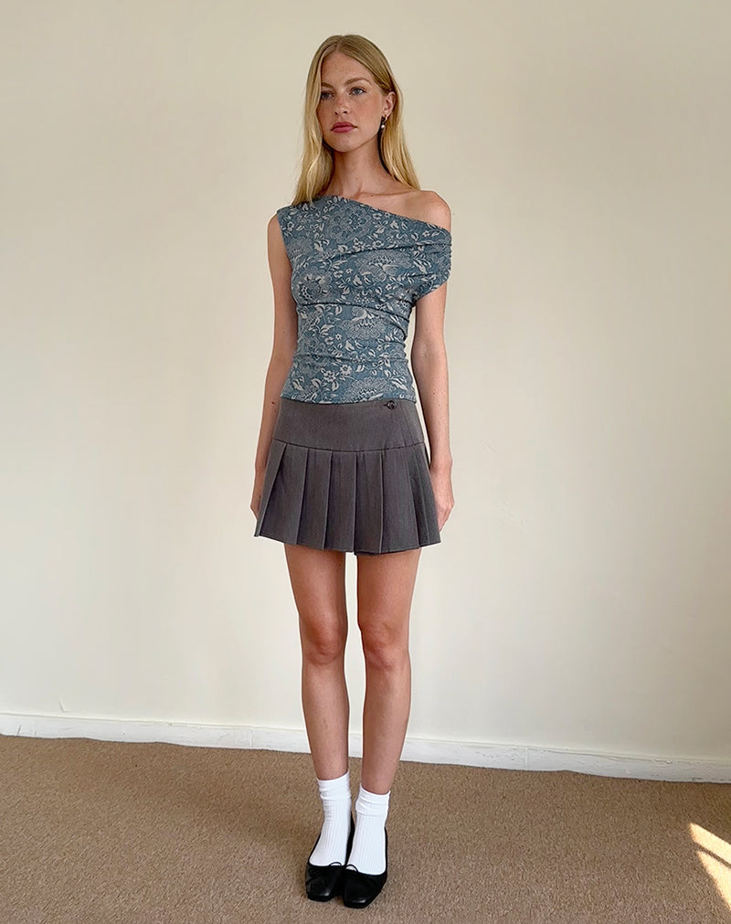 Blue Ornate Print Lycra Top | Calypso – motelrocks-com-us