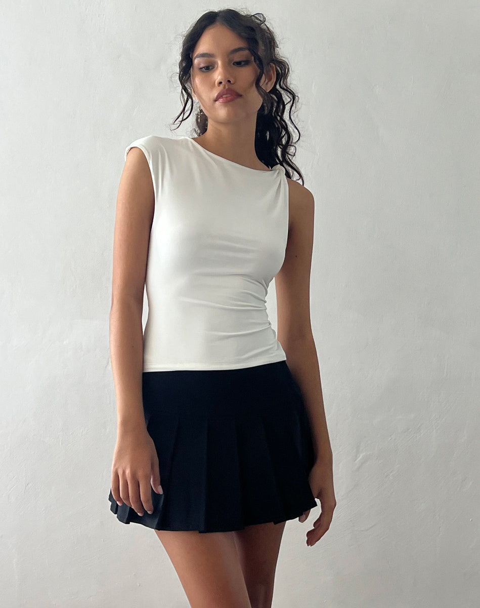 Ivory Asymmetric Sleeveless Top | Cambrie – motelrocks-com-us