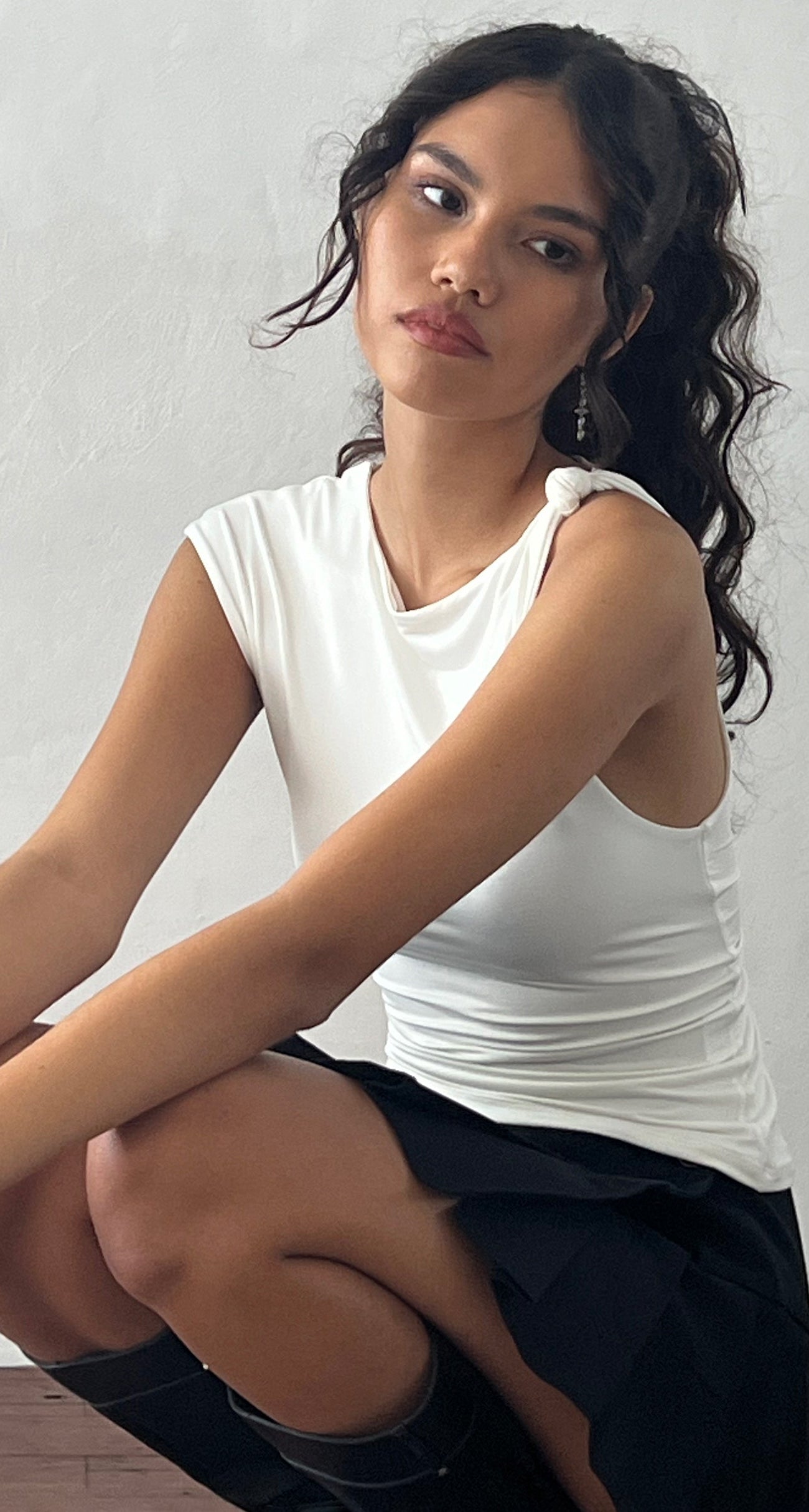 Ivory Asymmetric Sleeveless Top | Cambrie – motelrocks-com-us