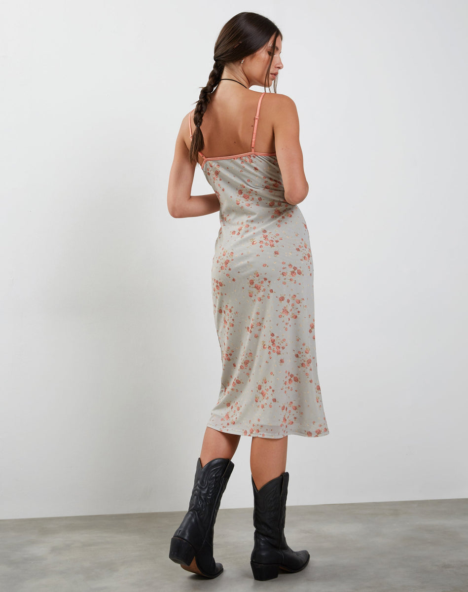 Ditsy Rose Cluster Midi Dress | Camelia – motelrocks-com-us