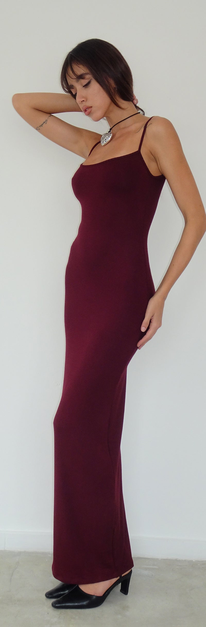 Rib Burgundy Maxi Dress | Cantha – motelrocks-com-us