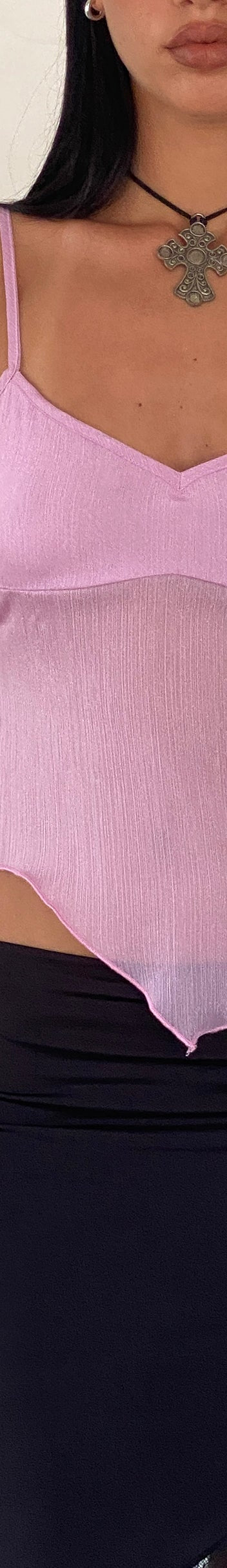 Shimmer Pink Longline Top | Carmeline – motelrocks-com-us