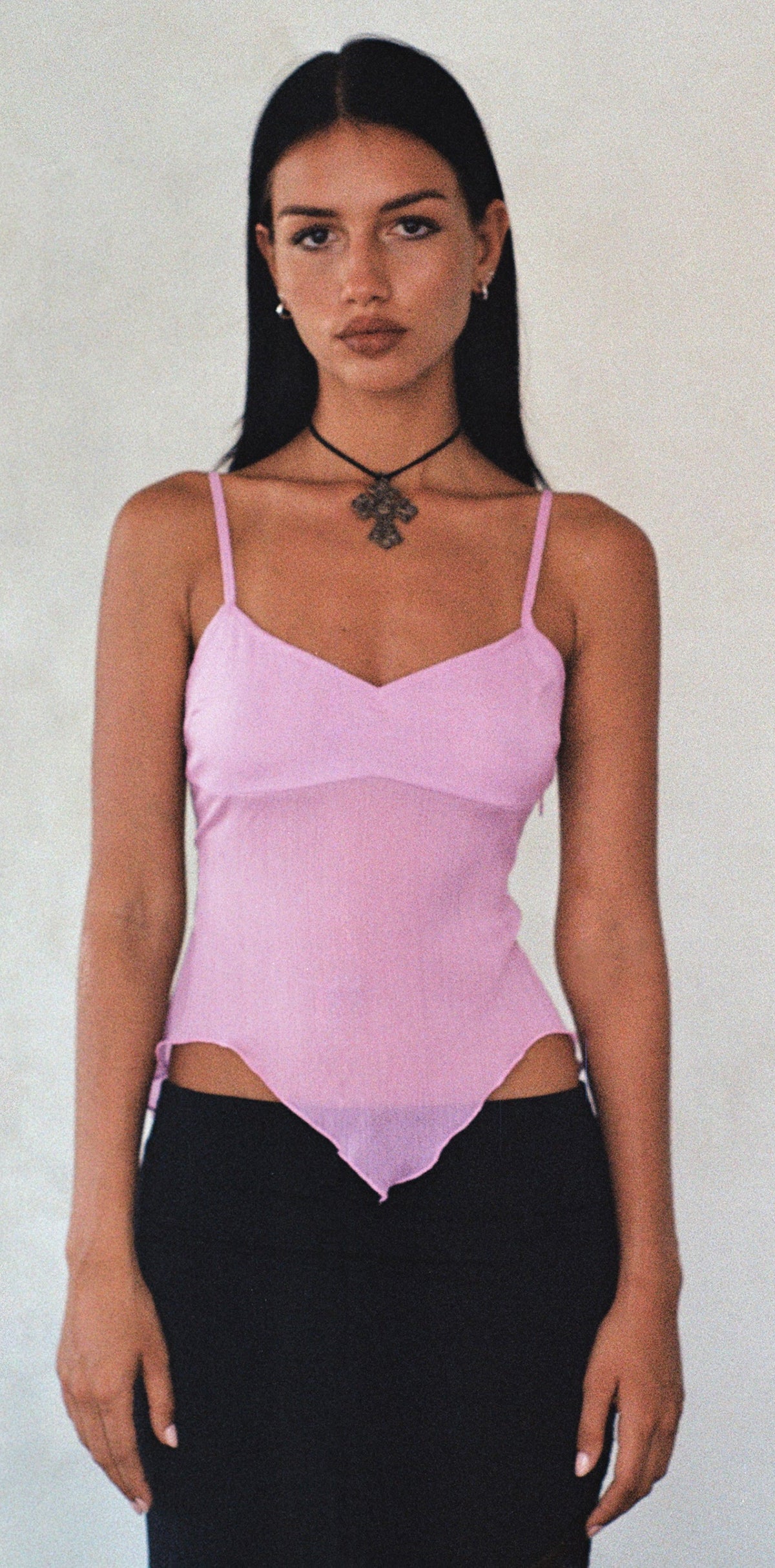 Shimmer Pink Longline Top | Carmeline – motelrocks-com-us