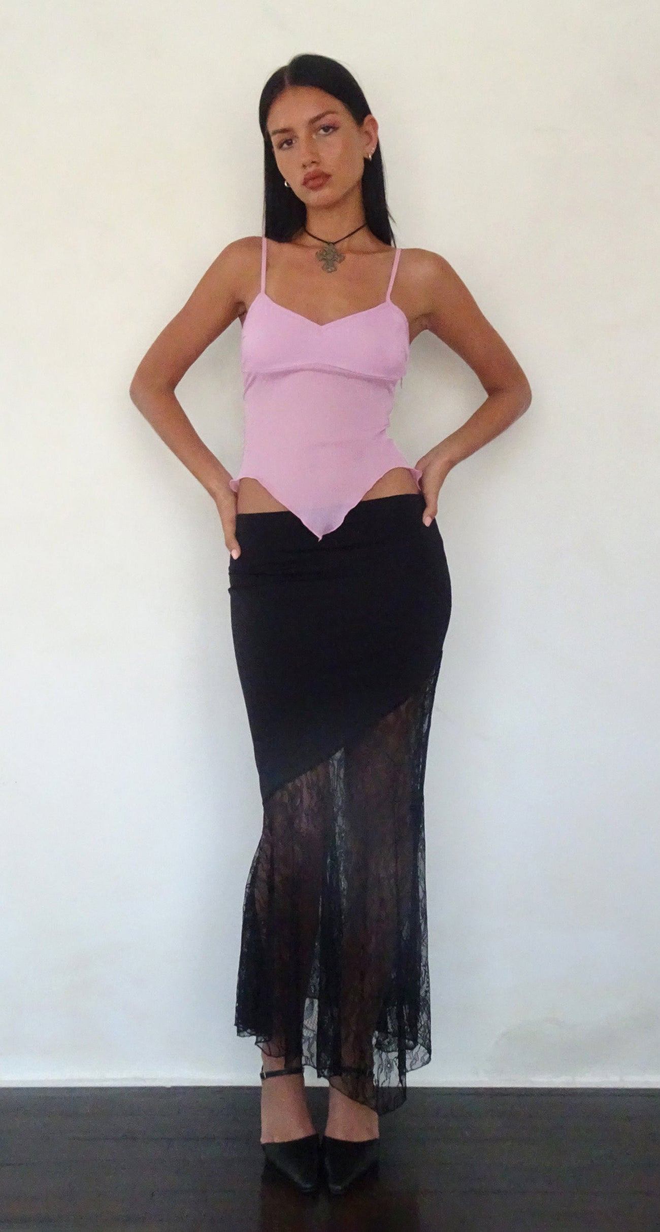 Shimmer Pink Longline Top | Carmeline – motelrocks-com-us