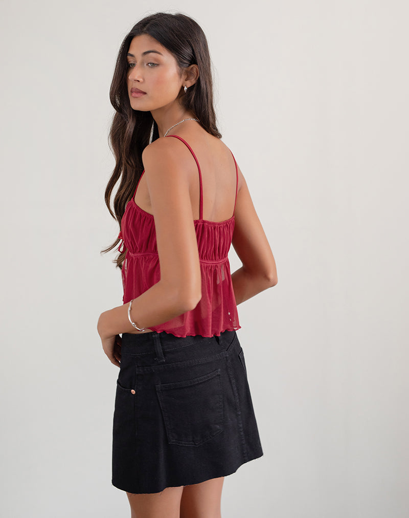 Cherry Red Cami Mesh Top | Carmina – motelrocks-com-us