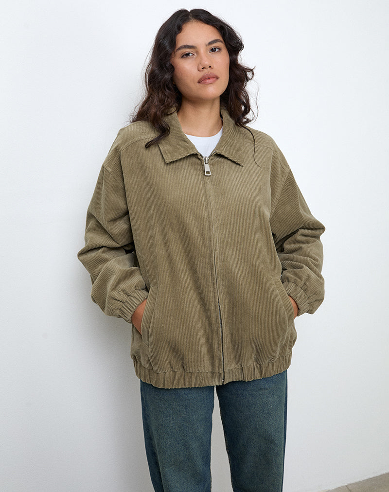 Khaki Green Cord Bomber Jacket | Cavita – motelrocks-com-us