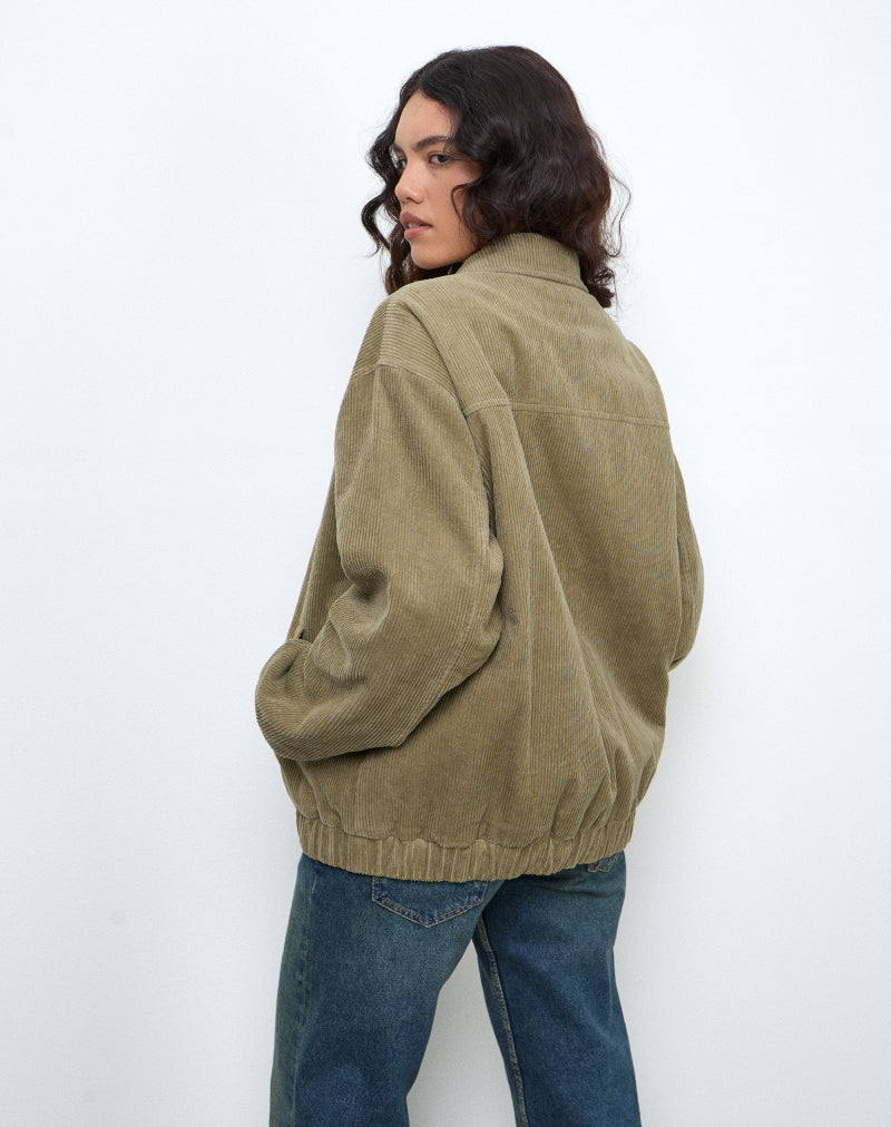 Khaki Green Cord Bomber Jacket | Cavita – motelrocks-com-us