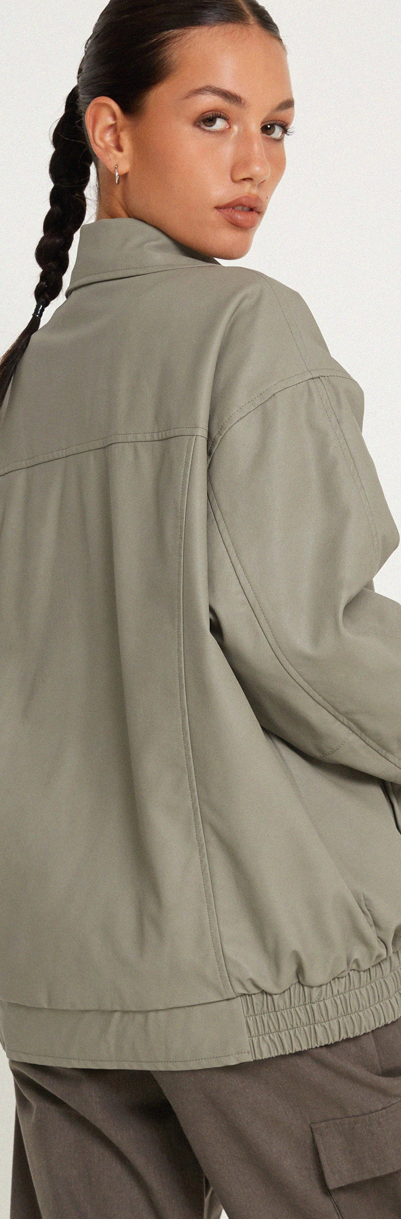 PU Grey Collared Zip Up Jacket | Cavita – motelrocks-com-us