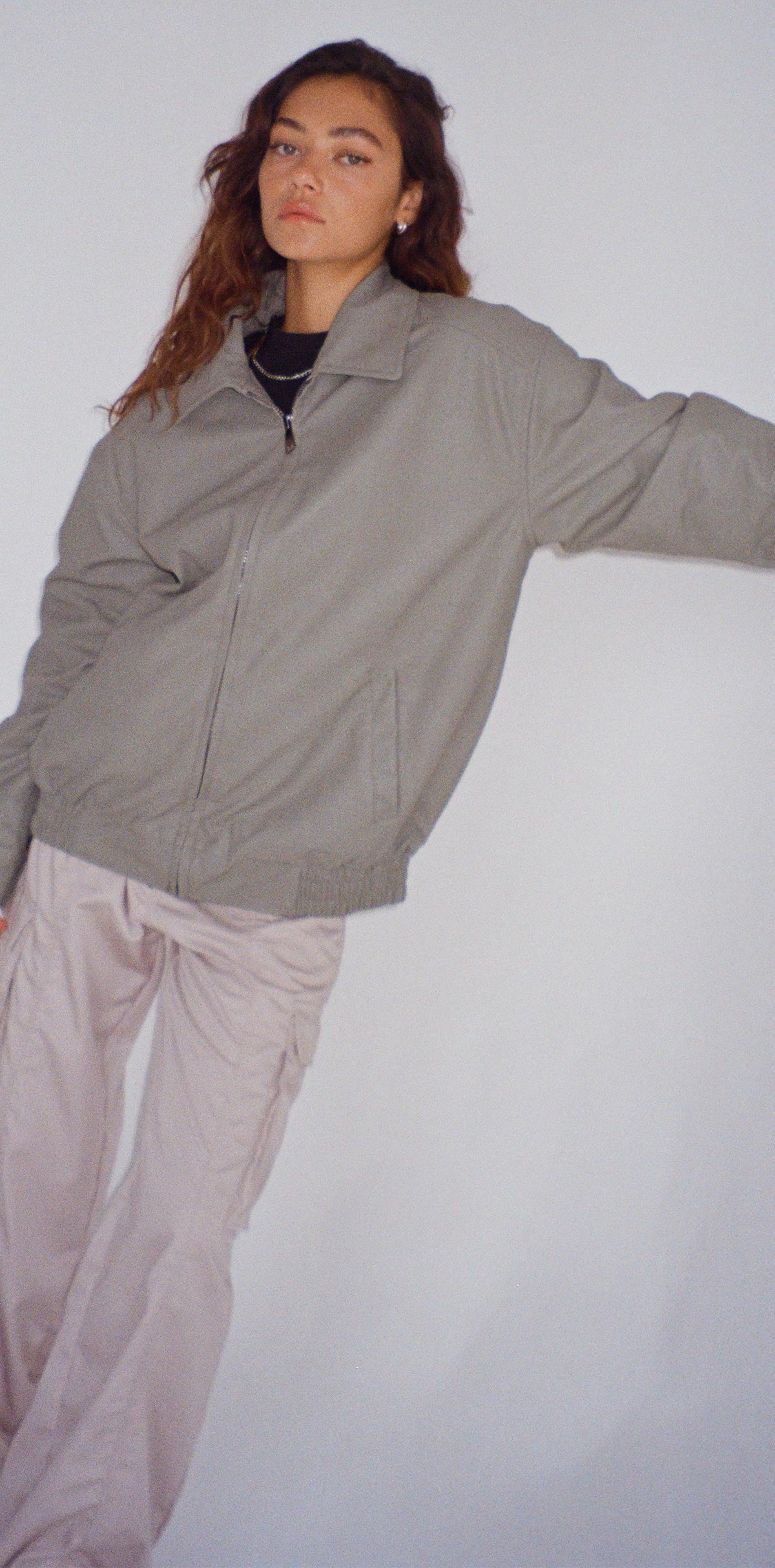 PU Grey Collared Zip Up Jacket | Cavita – motelrocks-com-us