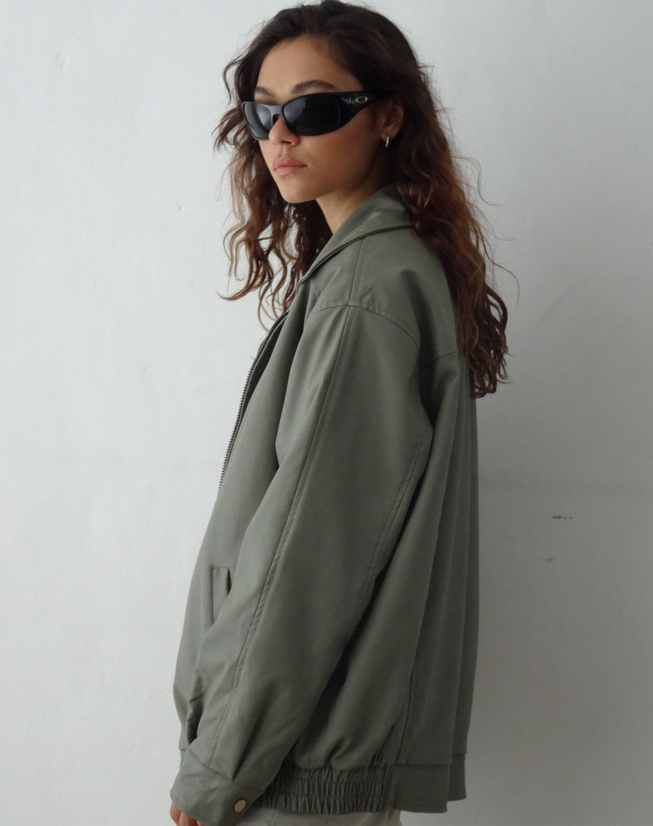 PU Grey Collared Zip Up Jacket | Cavita – motelrocks-com-us