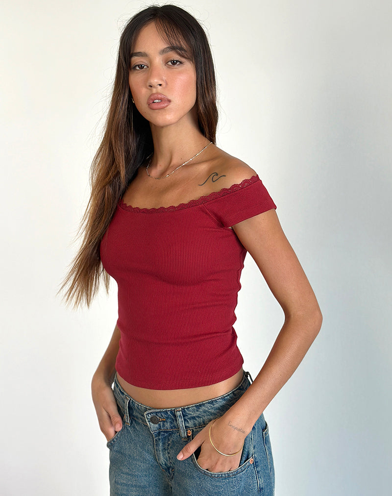 Adrenaline Red Ribbed Top | Chacha – motelrocks-com-us