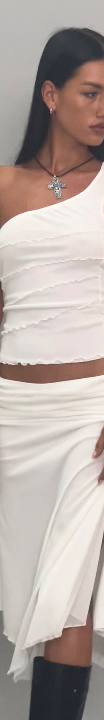 Ivory Mesh One Shoulder Top | Cochise – motelrocks-com-us