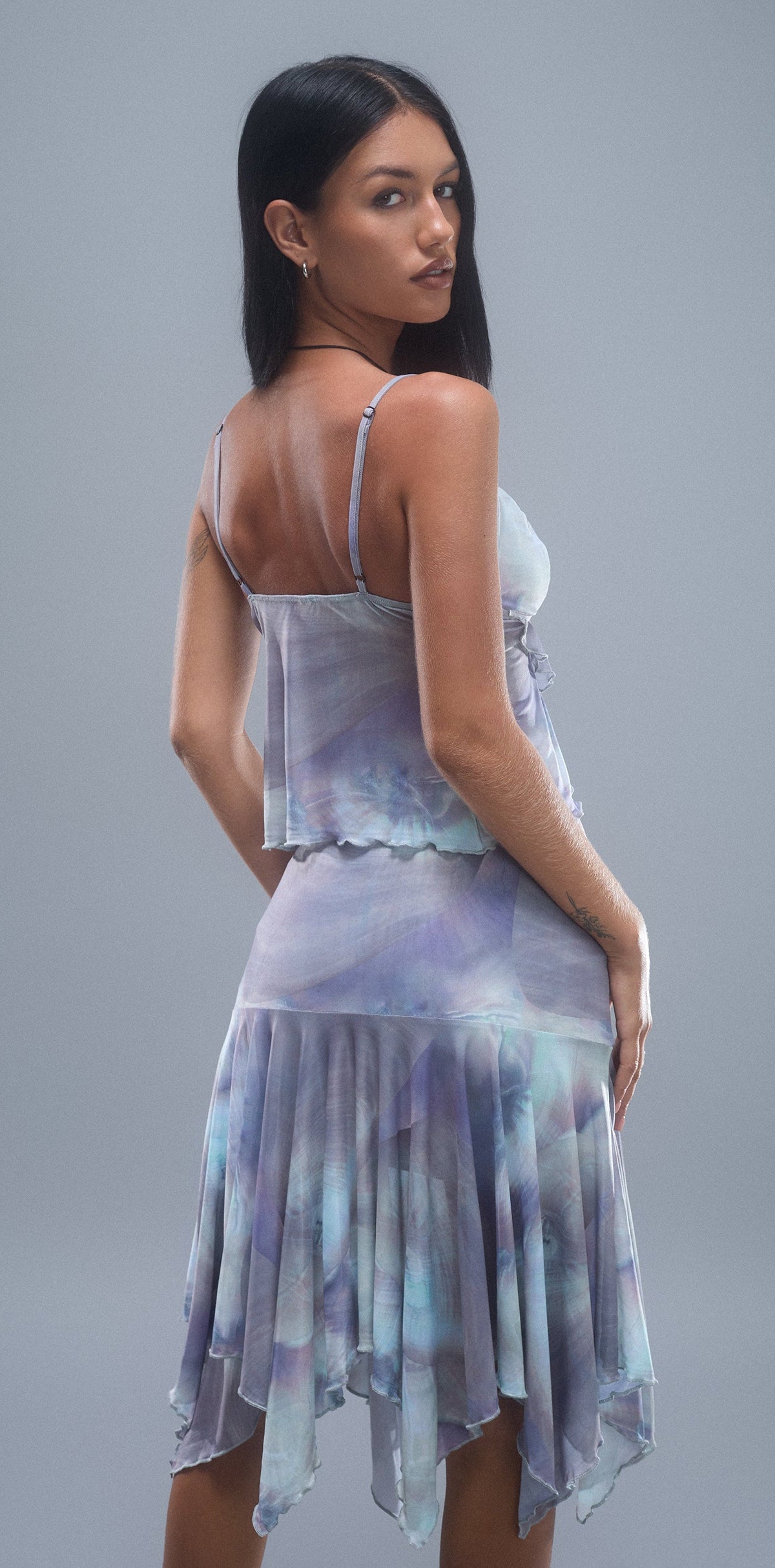 Printed Pearly Shell Mesh Butterfly Top | Cojira – motelrocks-com-us