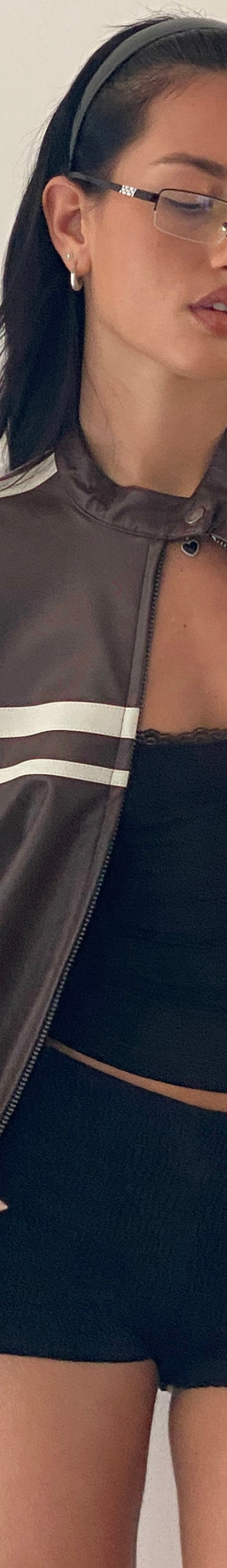 PU Chocolate with Ivory Stripe Jacket | Colton – motelrocks-com-us